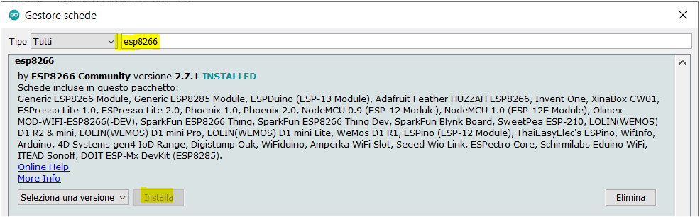 Come programmare ESP8266 con l'IDE di Arduino