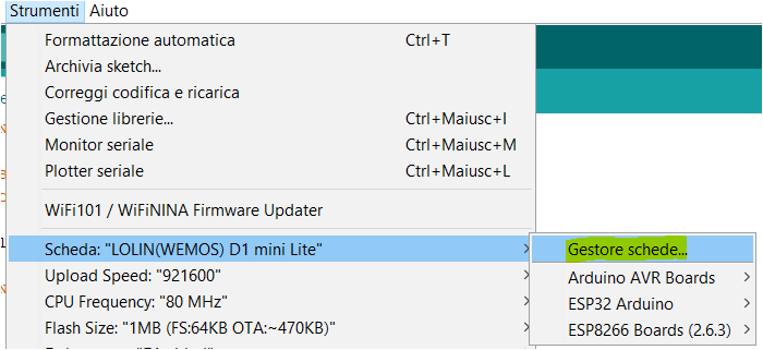 Come programmare ESP8266 con l'IDE di Arduino
